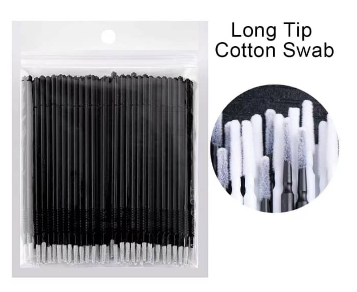 Long Tip Cotton Swap | Black or White | 100pcs – BGlam Reunion